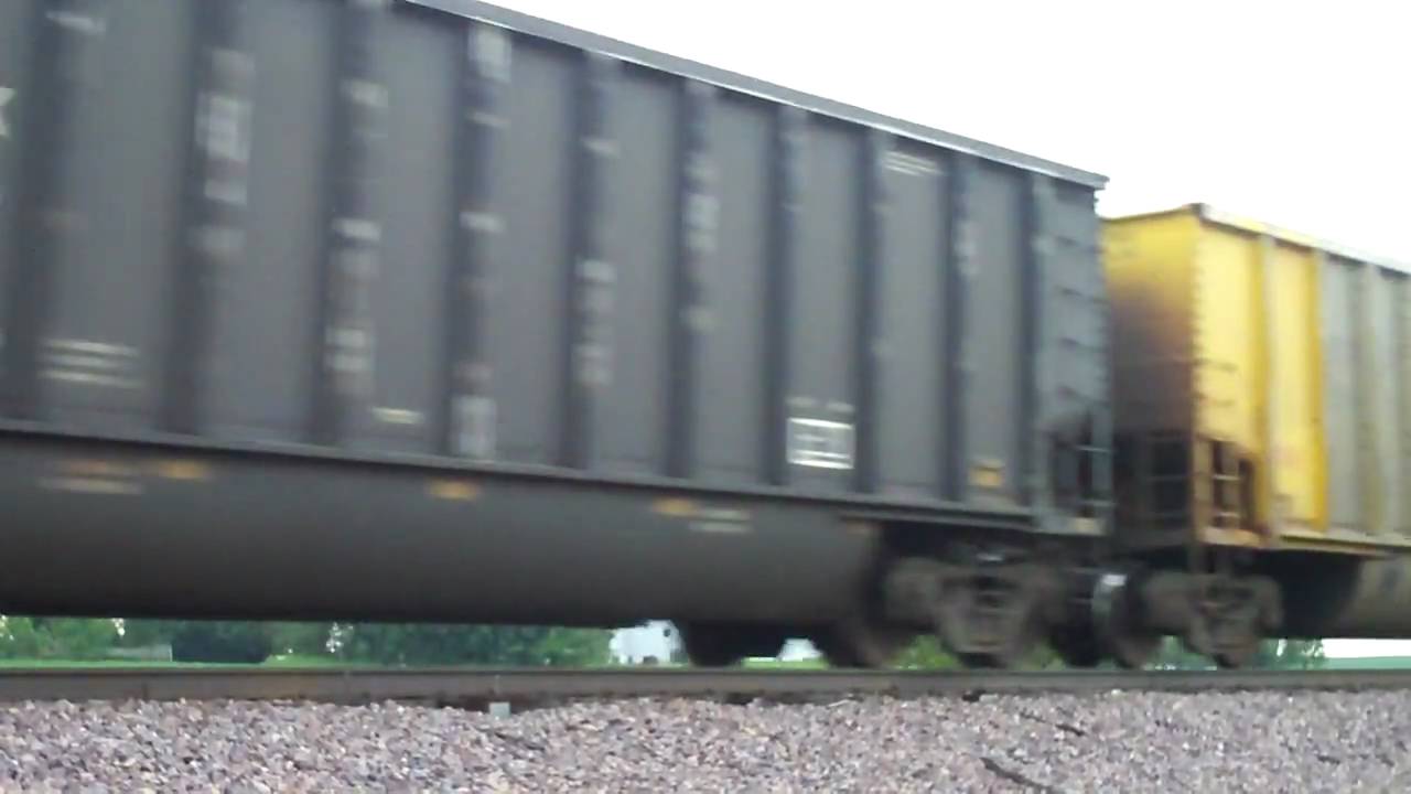 UP 6551 Loaded Coal Train Meets UP Stack Train - YouTube