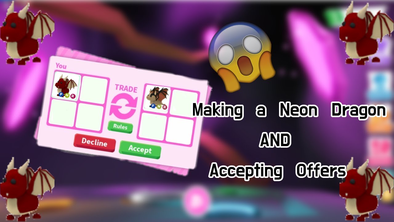 Making A neon dragon and accepting offers for it/Adopt me - YouTube