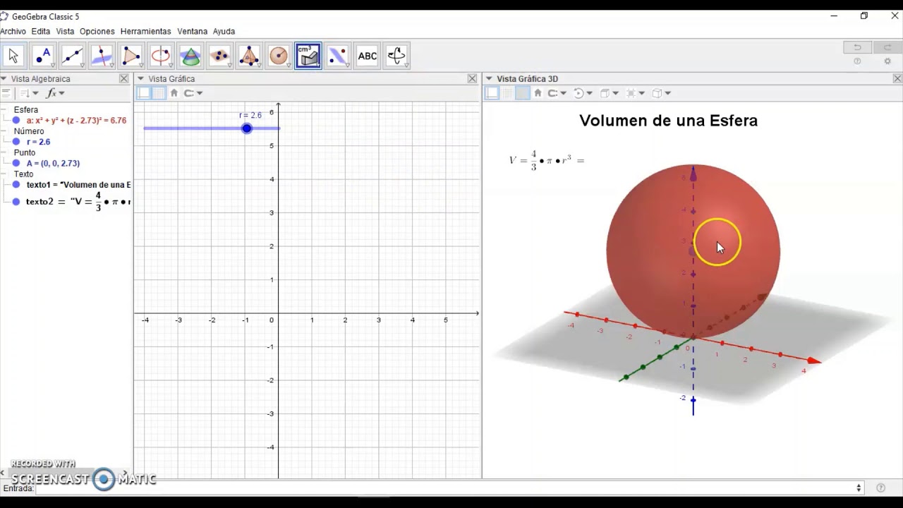 Volumen de una esfera con Geogebra - YouTube