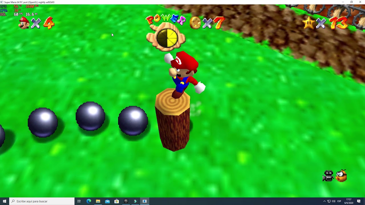 Super Mario 64 PC PORT 60fps 1080p on ryzen 3 2200g Vega 8 UwU! - YouTube