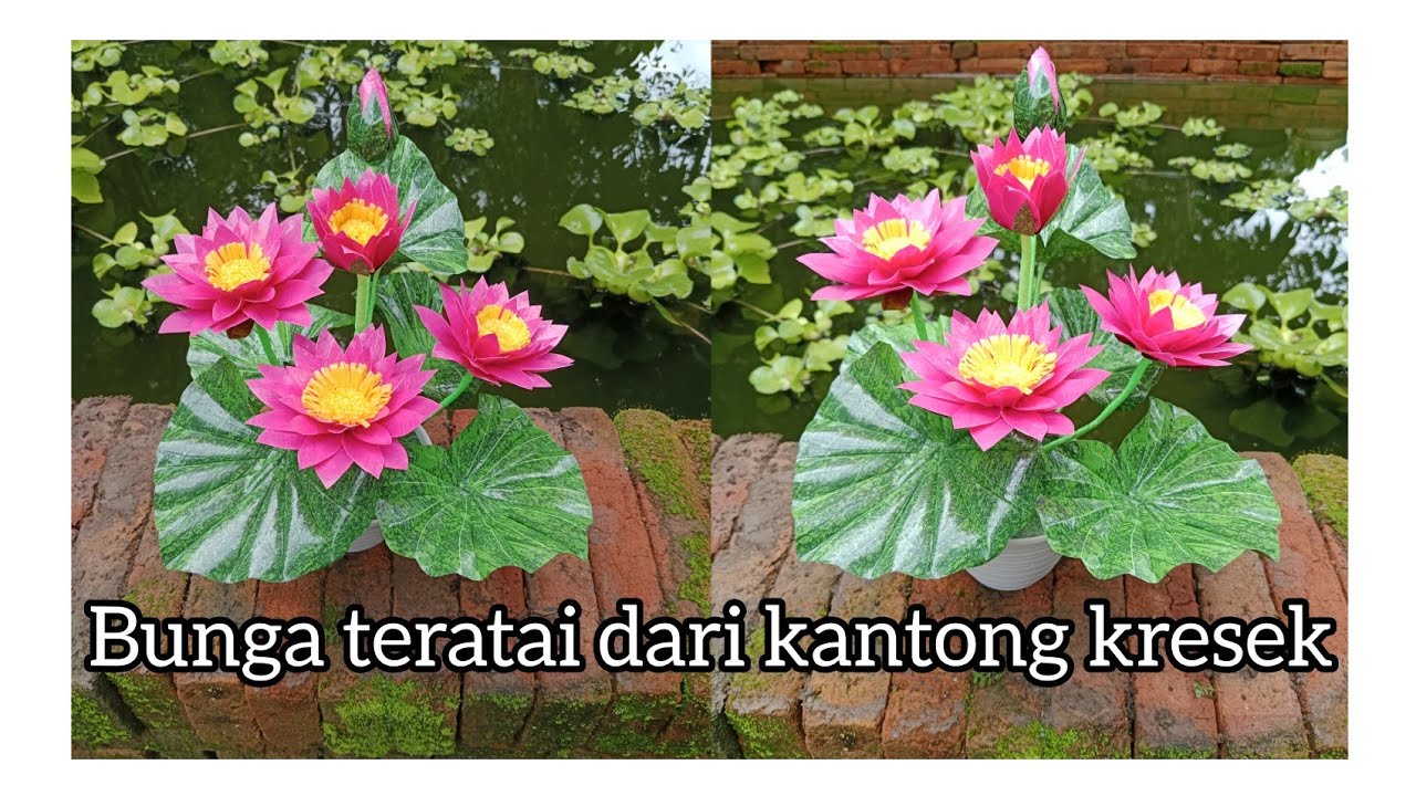 Tutorial membuat bunga teratai dari kantong kresek - YouTube