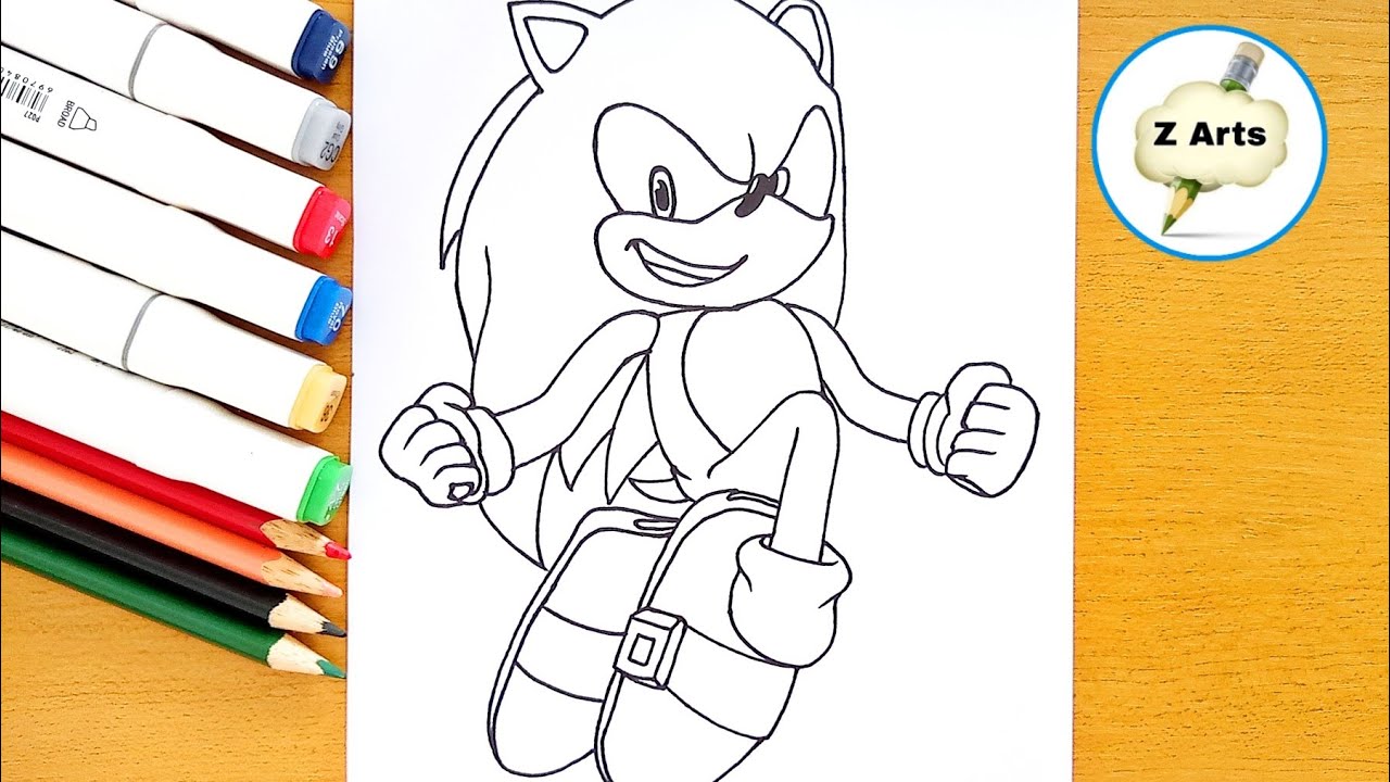 How to draw SONIC The Hedgehog Running step by step using markers - YouTube