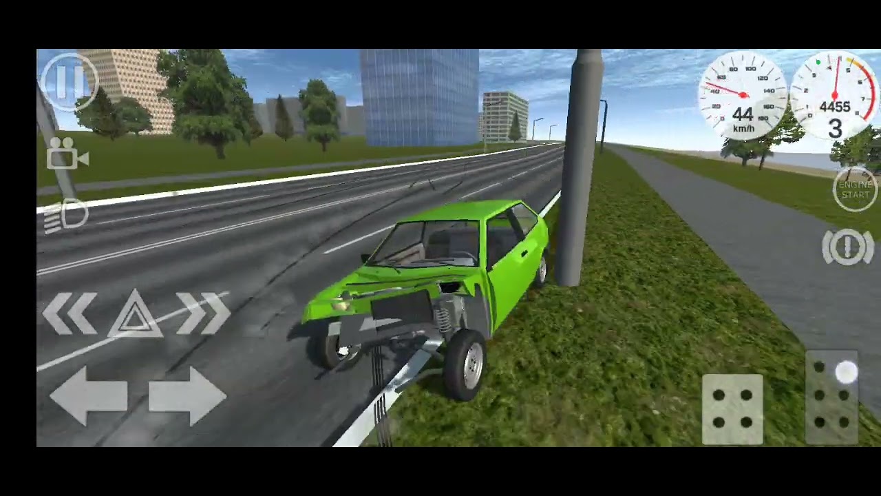 Simple Car Crash Physics Simulator green car chase 2 - YouTube