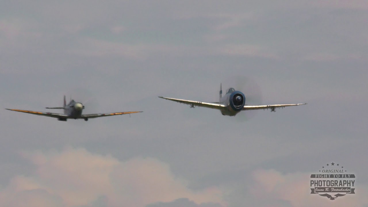 P-47D Thunderbolt and Supermarine Spitfire Mk. Vc Demo - Aviation Day ...