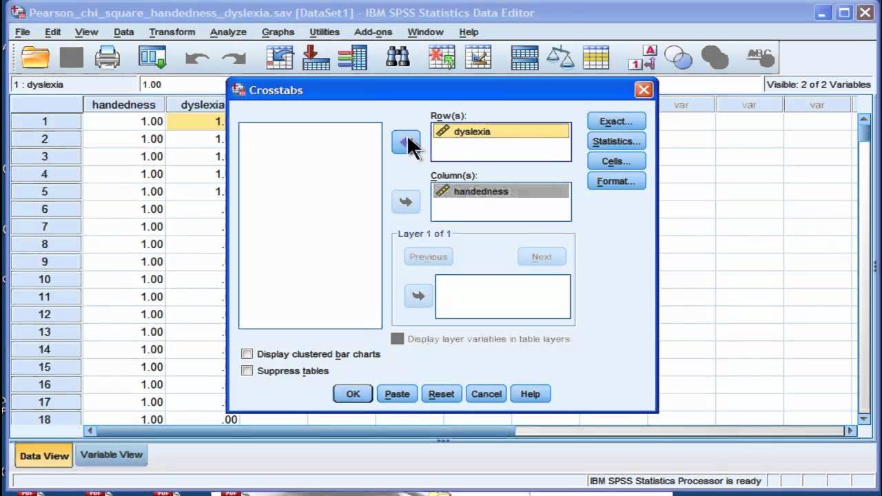 2 by 2 Contingency Table Analysis (Pearson Chi-Square) - SPSS (part 1 ...