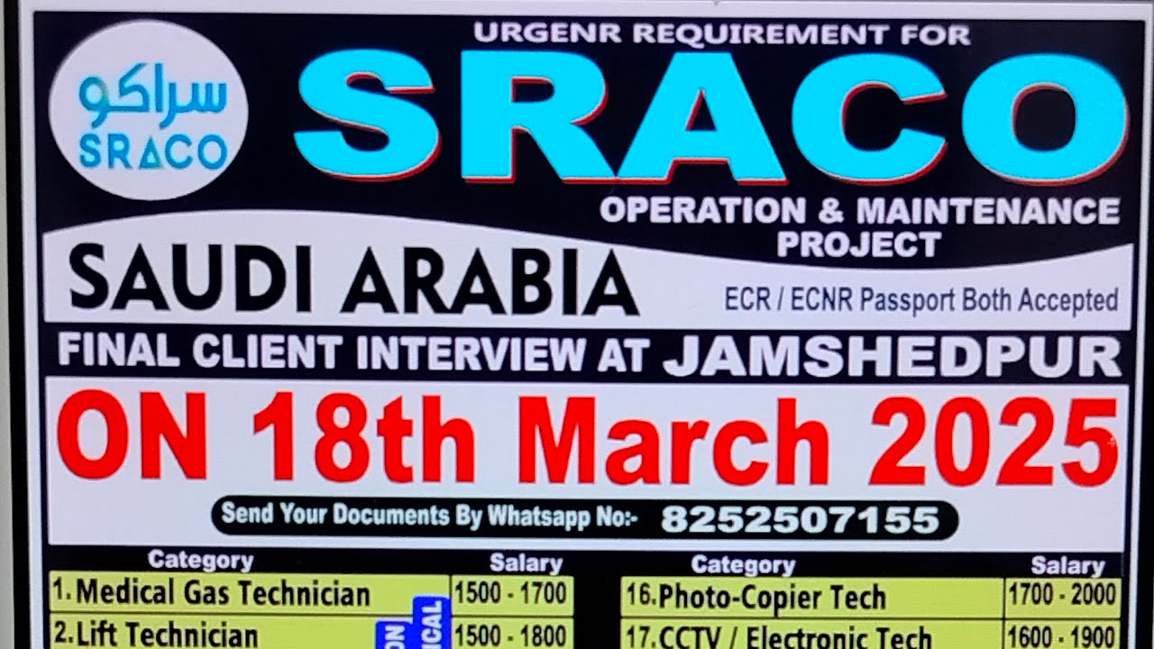 Argent recruitment for sraco company for Saudi Arabia client interview ...