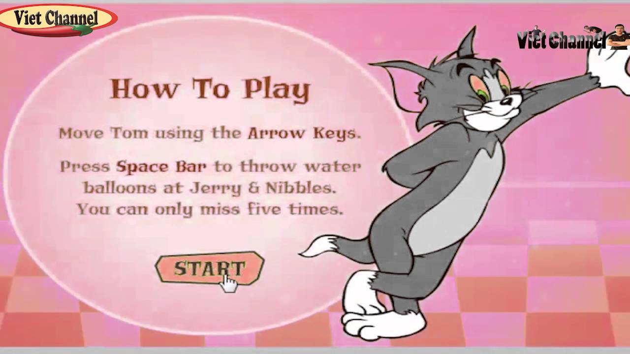 Tom and Jerry Game cat mouse throw the ball on clothesline - YouTube
