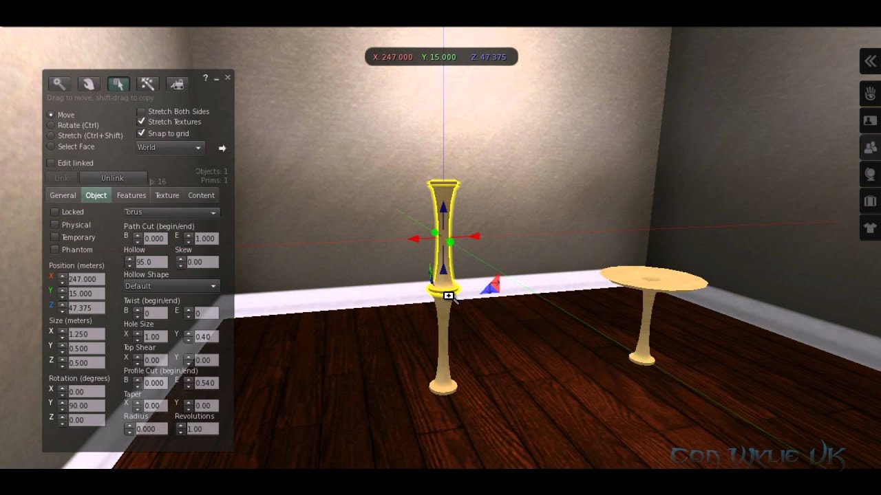 Creating a simple Second Life and OpenSim stylish table - YouTube