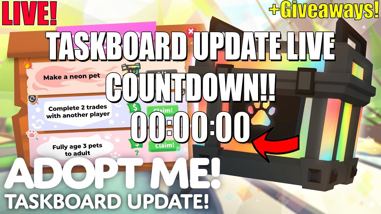 🔴LIVE! Adopt Me Countdown 🦑 TASKBOARD UPDATE! 📋 Daily Tasks & New Pets ...