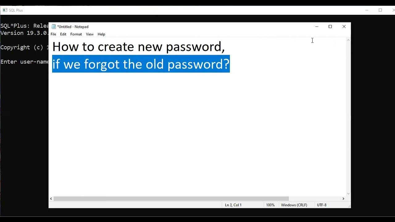 How To Create New Password If We Forgot Old Password In Oracle Oracle 19c Bhanupriya Youtube