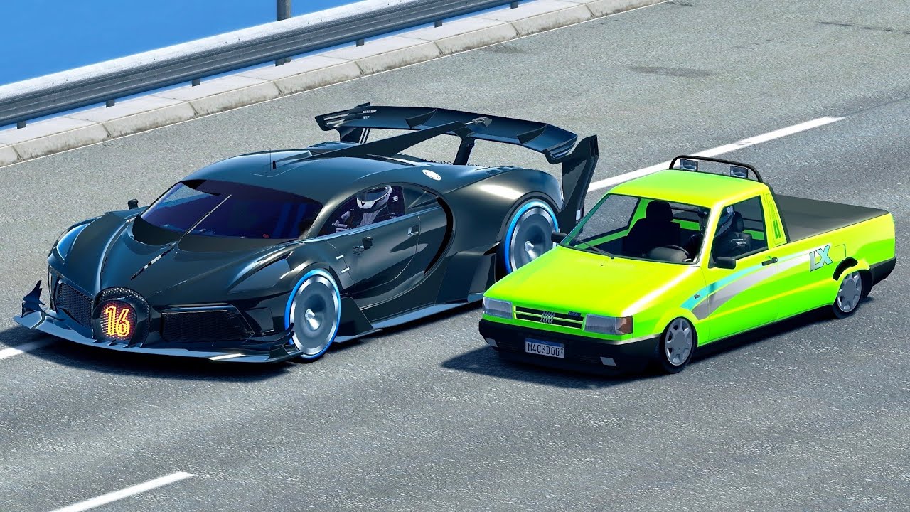 Bugatti Black Devil VGT vs Fiat Fiorino with NOS - Drag Race 20 KM ...