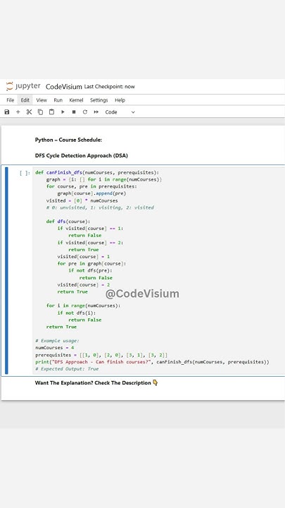 Python – Course Schedule: DFS Cycle Detection Approach (DSA) 🚀 #CourseSchedule #PythonDSA # ...
