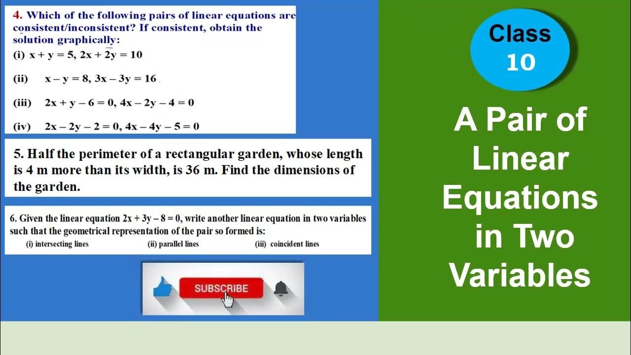 EXERCISE 3.1 QUES 4, 5 & 6 |SOLVED |PAIR OF LINEAR EQUATIONS IN 2 VARIABLES | CLASS 10 | MATHS ...