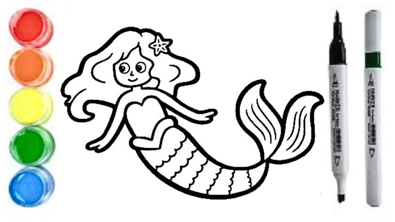 Menggambar dan mewarnai MERMAID | mermaid drawing & painting for kids ...