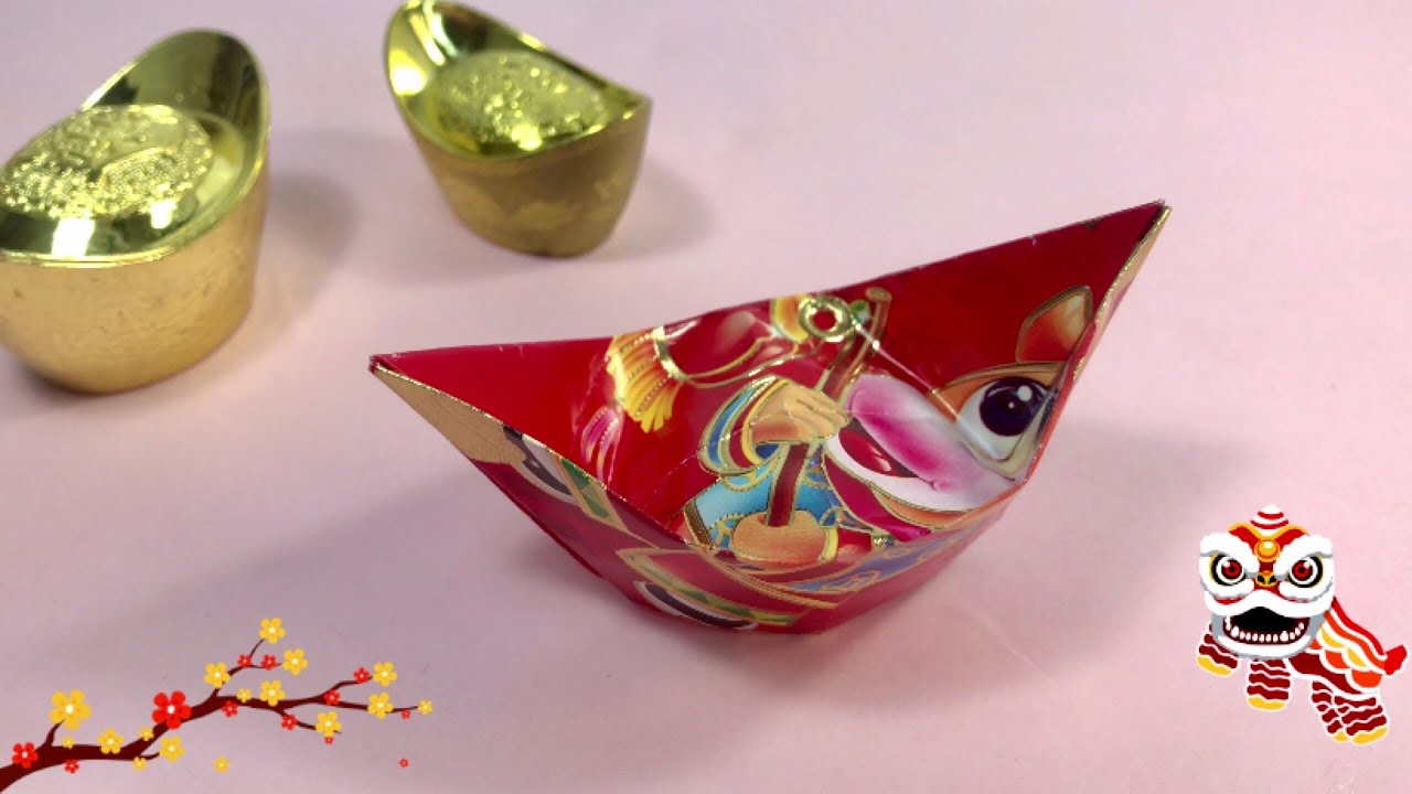 Easy Chinese Gold Ingot Angpao Origami DIY | 红包金元宝制作 | Chinese New Year ...