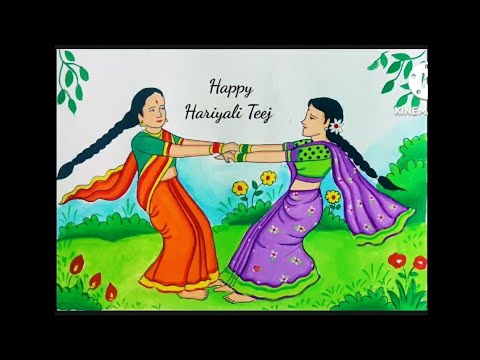 Hariyali Teej special/How to draw women celebrating hariyaliTeej ...