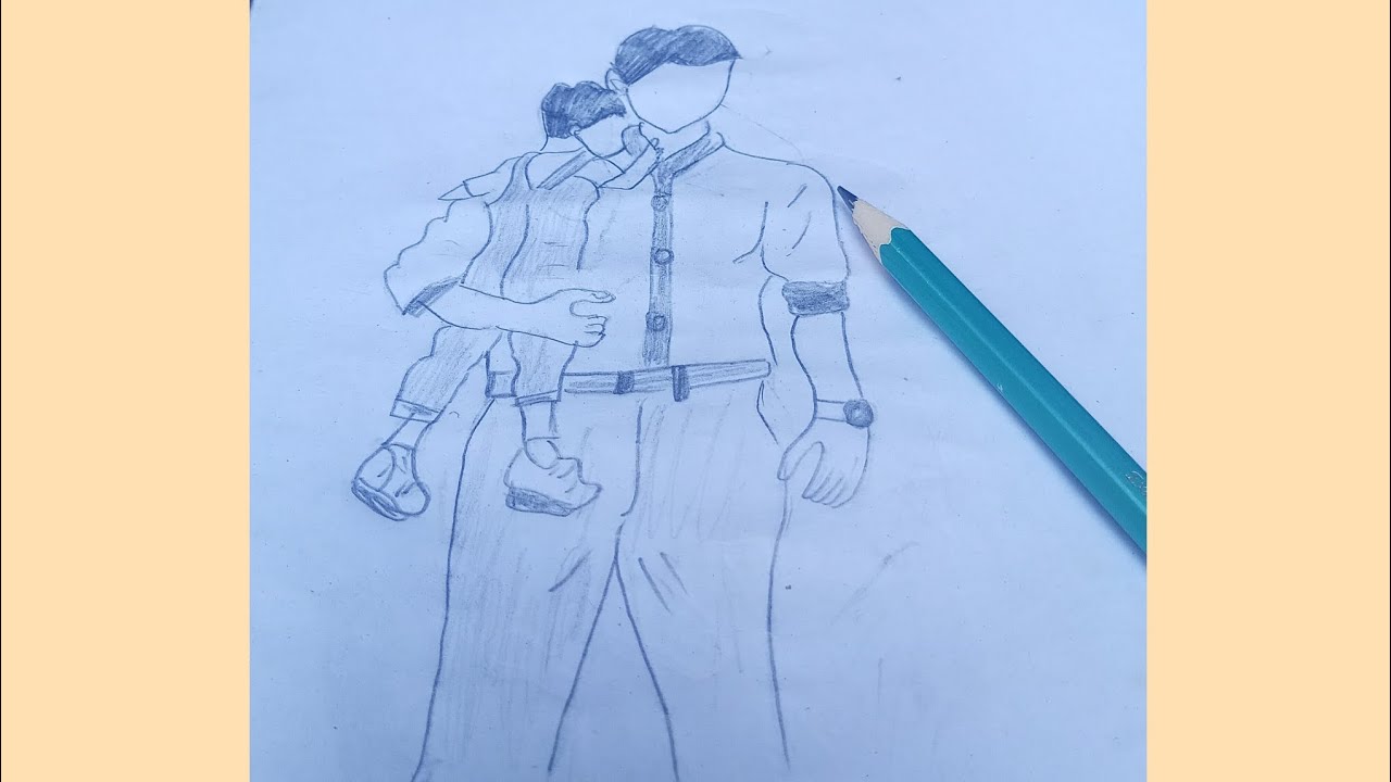 Cute Father and son Drawing - pencil sketch / How to easily draw a Boy ...