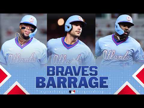 Braves big bats getting it DONE! 😤 Acuña Jr., Olson and Harris II ALL mash home runs in the 6th! 🤩