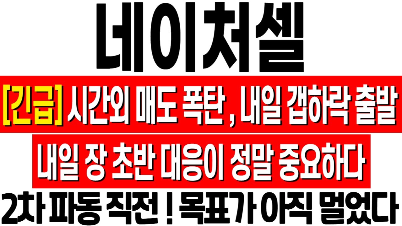 네이처셀 주가 전망 시간외 하락 내일 장 초반 대응이 중요하다 필수 시청 네이처셀 주식 분석 네이처셀 조인트스템 줄기