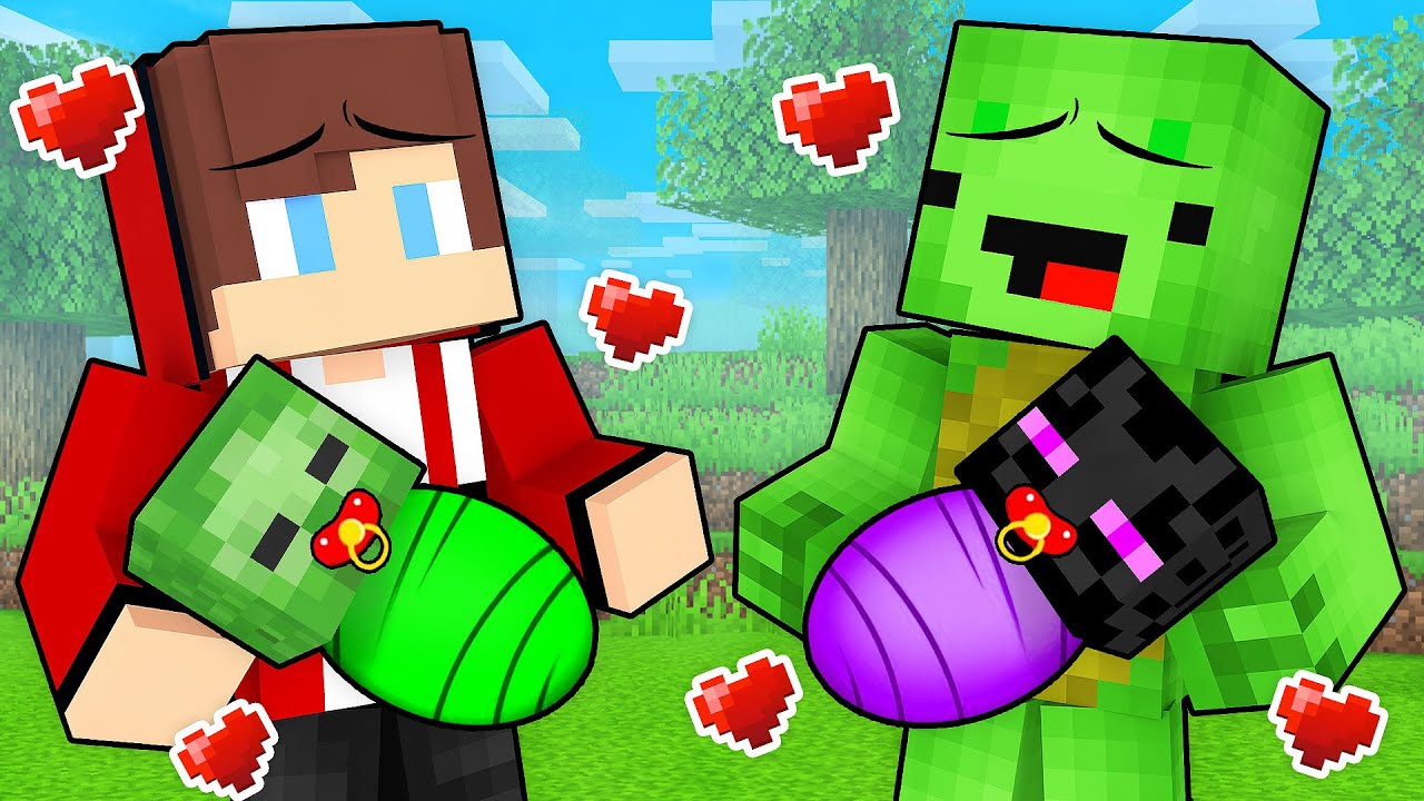 Mikey and JJ Adopted MOBS in Minecraft (Maizen) - YouTube