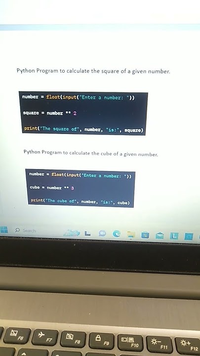 Python program to calculate the square of a given number. Python program to calculate the cube ...