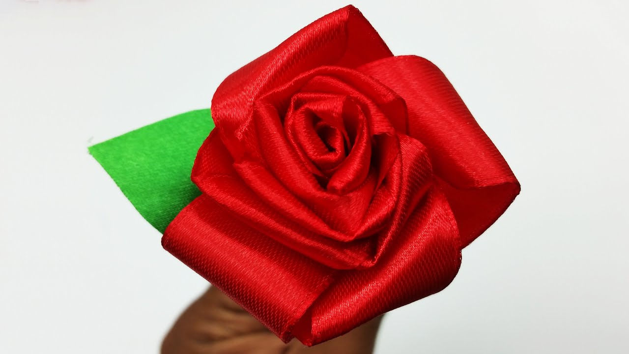 How to Make Realistic Roses | Ribbon Flower DIY | Rose Flower Making ...