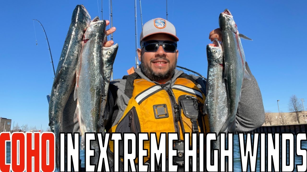 Lake Michigan Coho Salmon In EXTREMELY High Winds! (25mph+) - YouTube