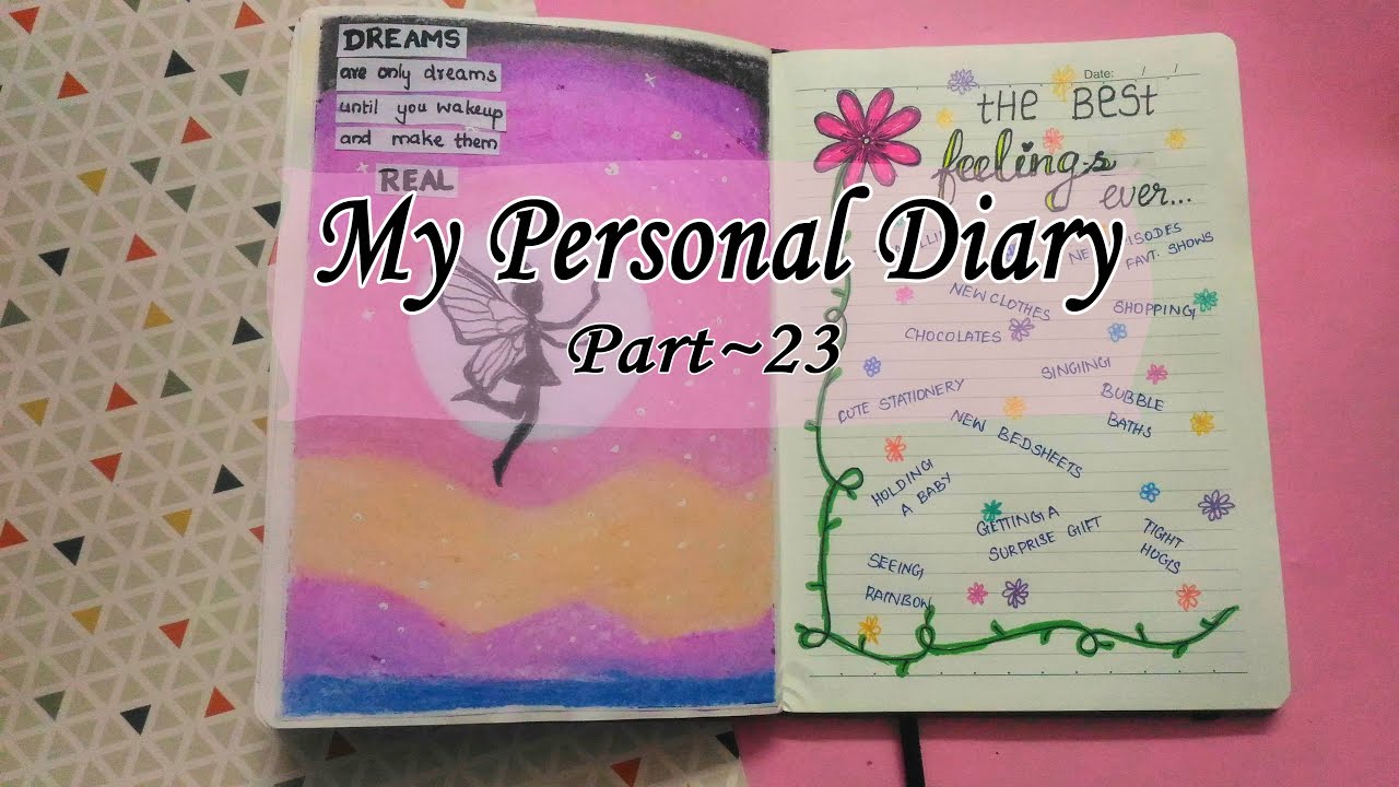 My Personal Diary Part-23 | Simple way to decorate Diary Pages ...