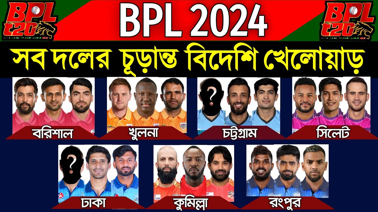 BPL 2024 - All Teams Final Foreign Players | All Teams Overseas Players BPL 2024 | বিপিএল ২০২৪ ...