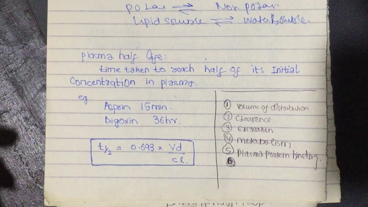plasma half life pharmacology and factor effecting plasma half life ...