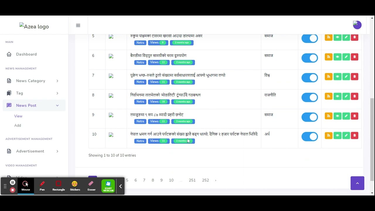 Admin Dashboard News Post - YouTube