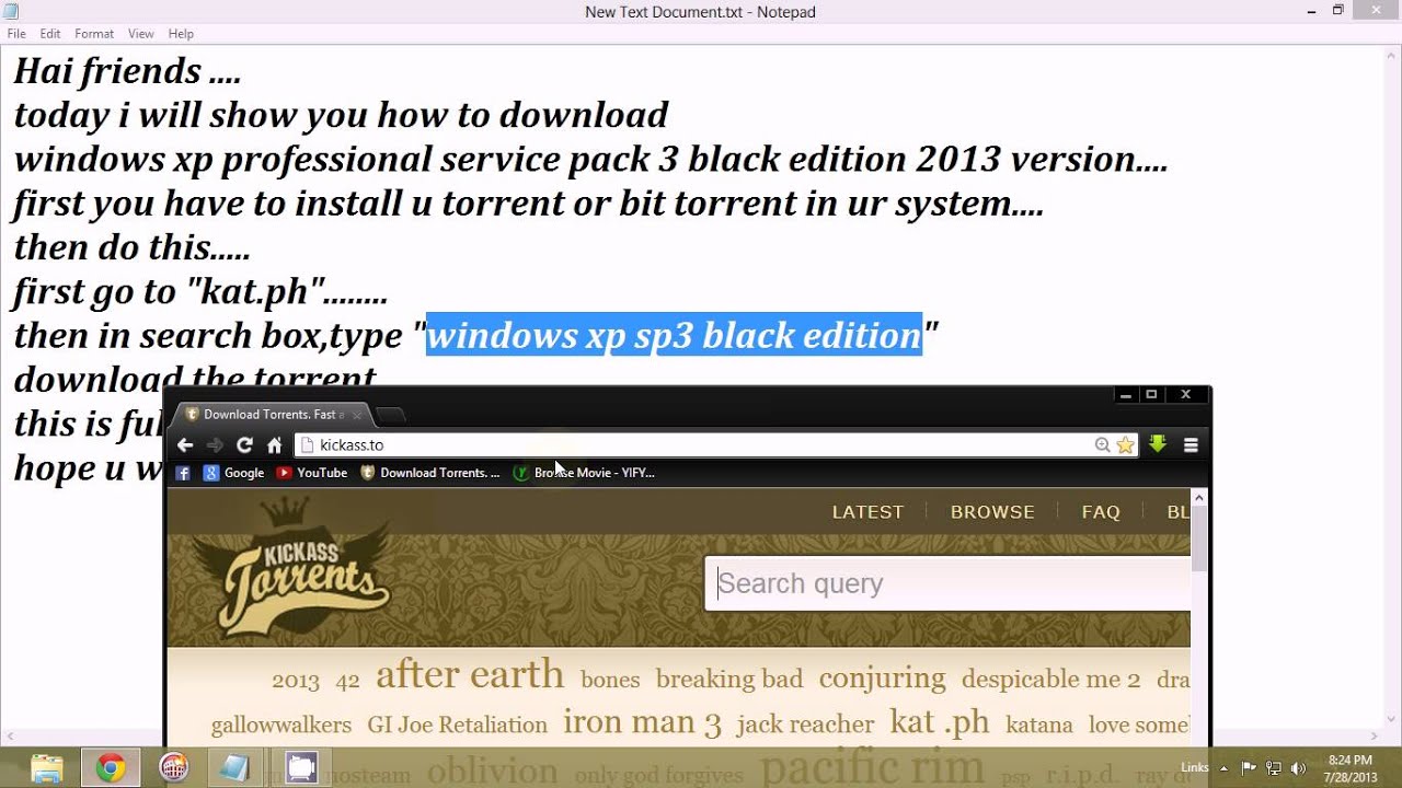 Windows XP Professional Service Pack 3 Black Edition 2013 - YouTube