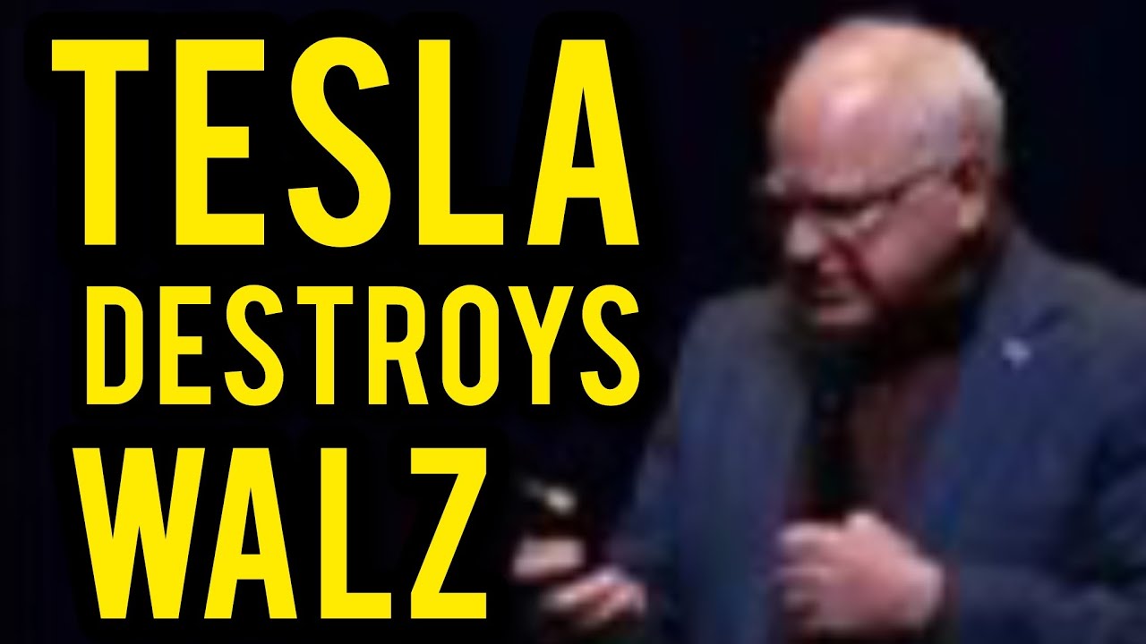 Tim Walz MELTS DOWN After Tesla Joke Backfires! - YouTube