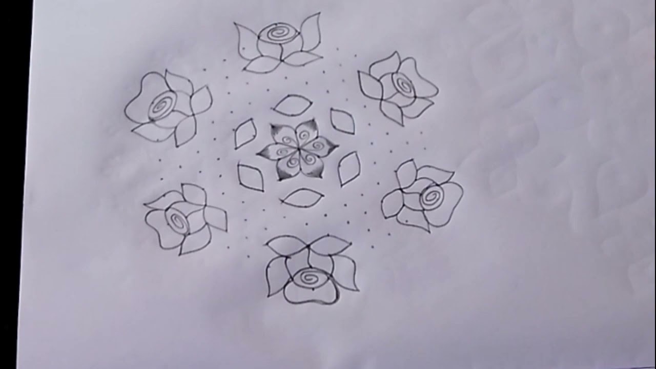 15 chukkala muggulu Rose 🌹 flowers, padmam flowers design sankranthi ...