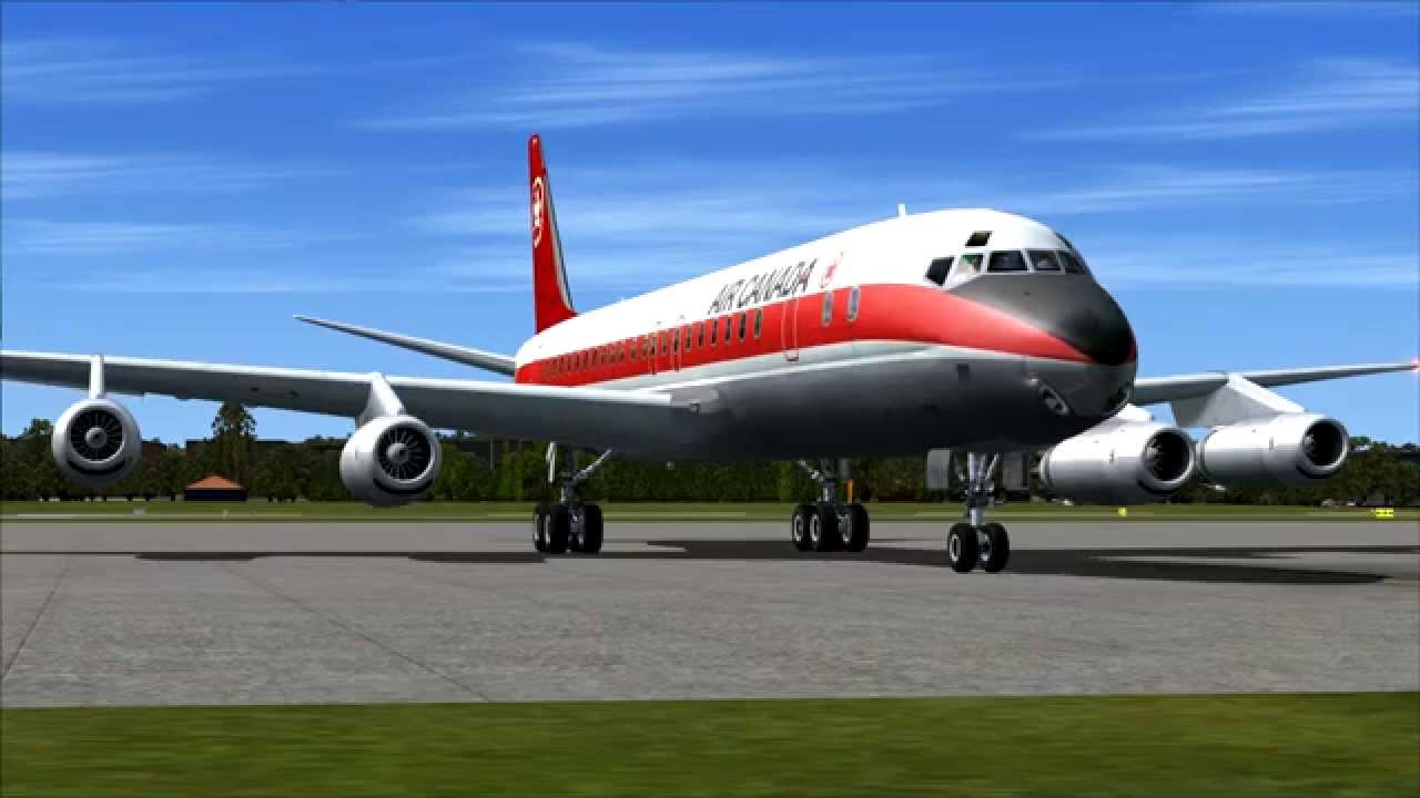 Douglas DC-8 (Justflight) Essendon Vic to Albury NSW wing and flyby ...