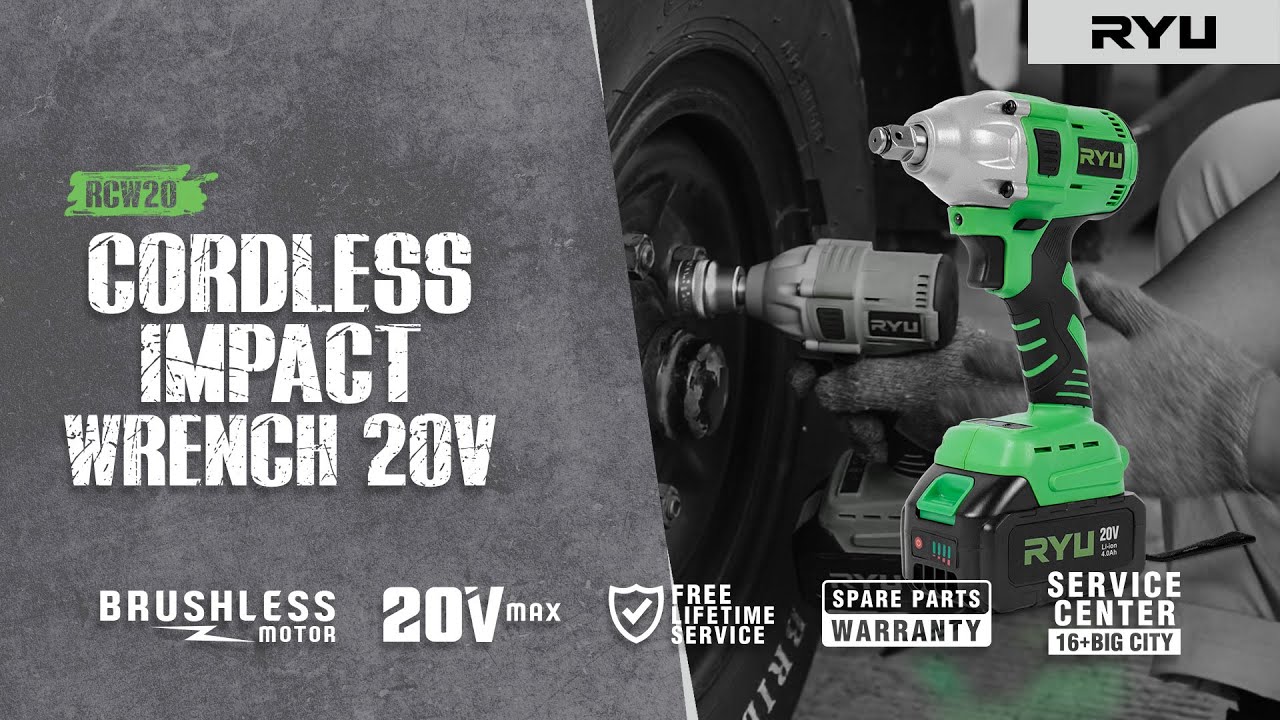 PUNYA TORSI TINGGI! UNBOXING DAN TEST CORDLESS IMPACT WRENCH 20V RYU ...