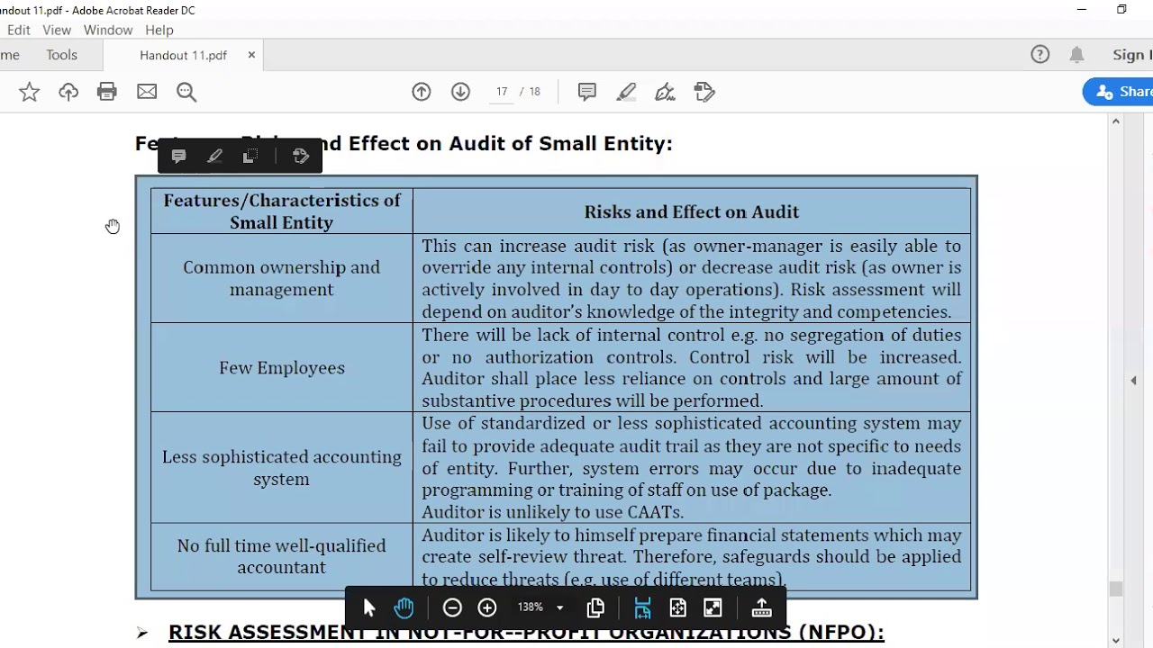 Audit risk assessment for NPO and Small entities. - YouTube