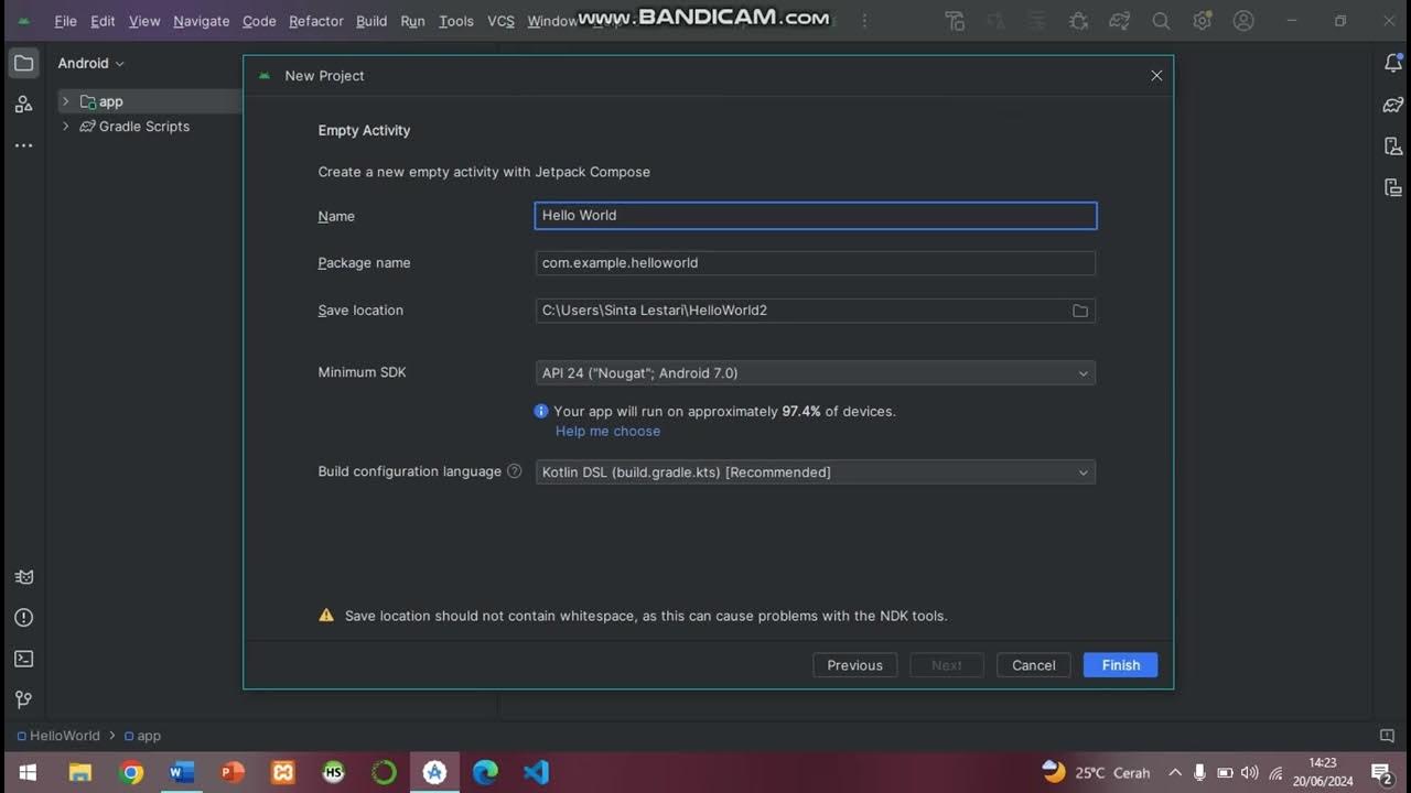 tugas pemrograman mobile tutorial hello world dengan bahasa kotlin - YouTube