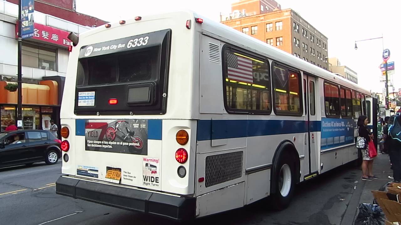 MTA Bus: Co-op City bound Orion V 6333 Q50 LTD Startup at Main St ...