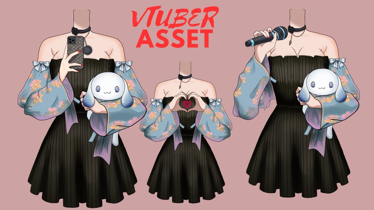 Vtuber Asset - Rigged outfit| Clothing| 8 Hand holding | dress ...