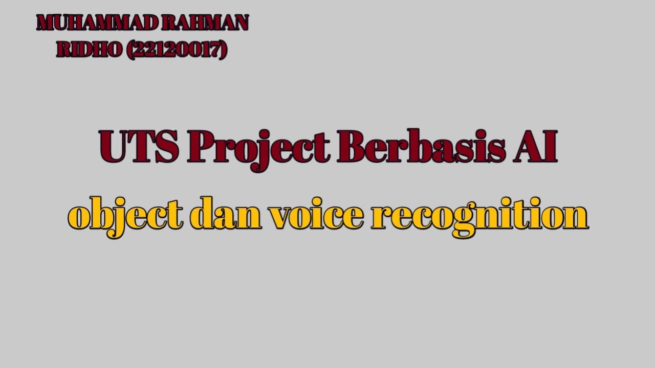 UTS Project Berbasis AI object dan voice recognition - YouTube