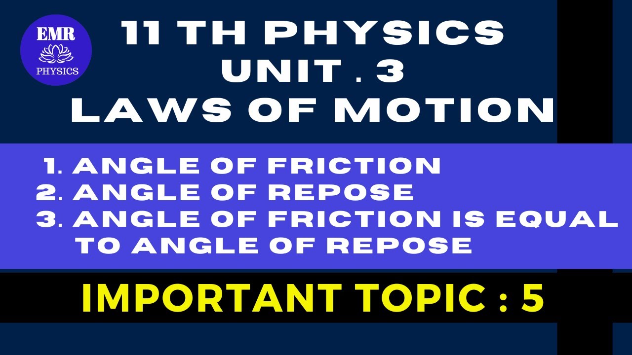 11th Physics Unit 3 Laws of Motion | Angle of Friction and Angle of ...