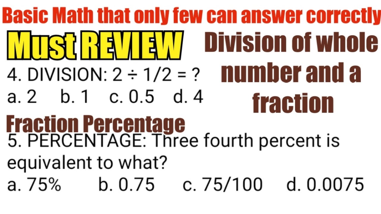 Division of Whole Number and a Fraction | Fraction Percentage [only few ...