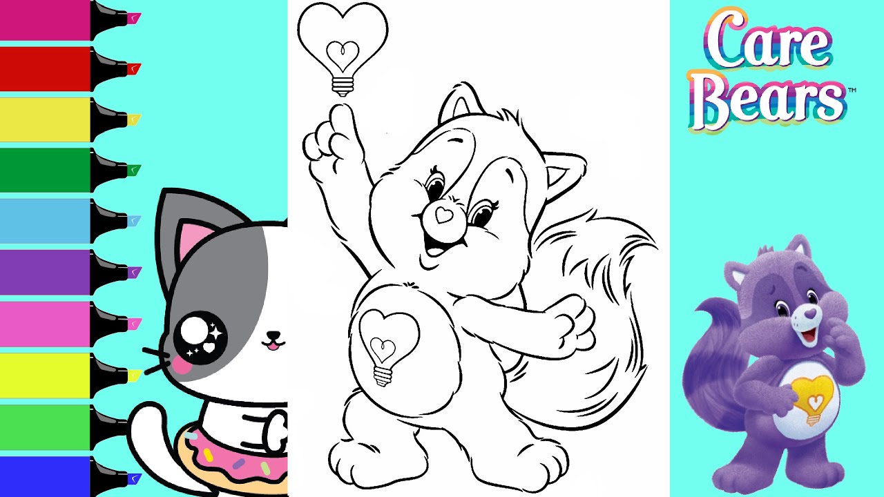 Coloring Care Bear Cousins Bright Heart Racoon Lotsa Heart Elephant ...