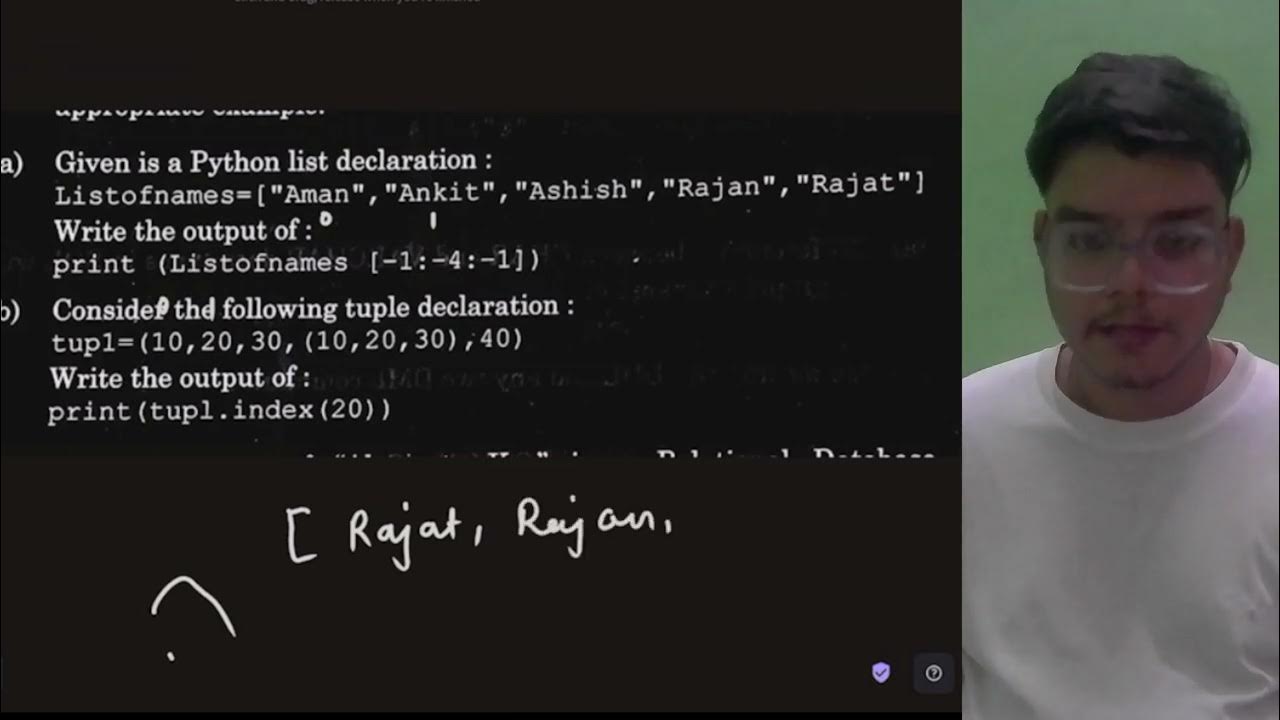 Given is a Python list declaration: Listofnames Write output of: print Listofnames([-1: -4: -1 ...