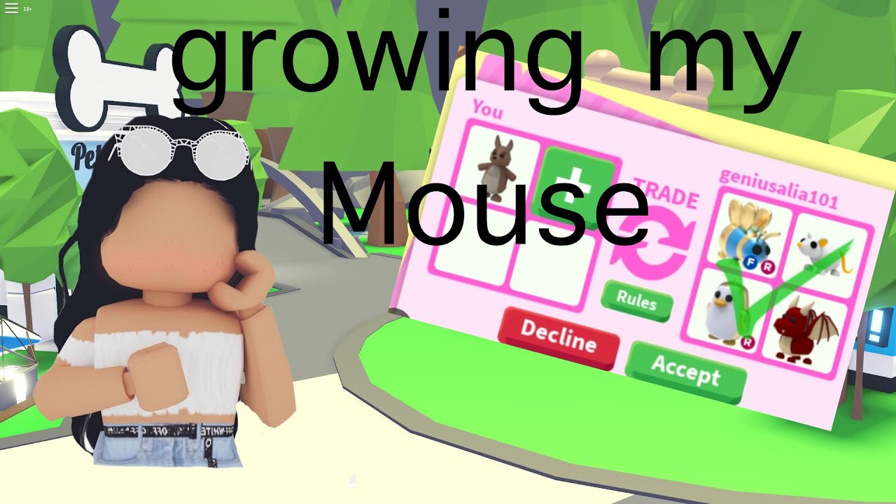 Growing My mouse in adopt me! - YouTube