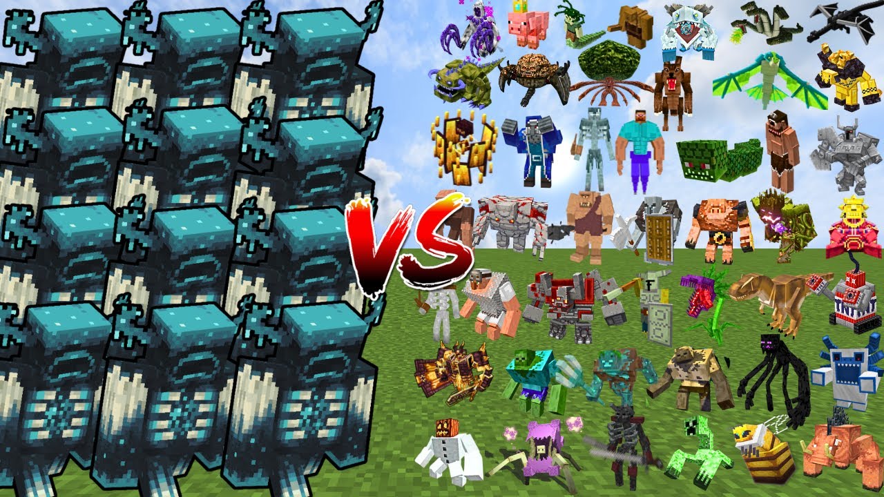 MINECRAFT WARDEN ARMY vs 500 MOST POWERFUL MOBS - YouTube