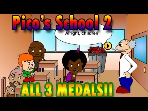 Pico's School 2 part Walkthrough, All 3 Medals - Picos School 2 New - New Funny Games