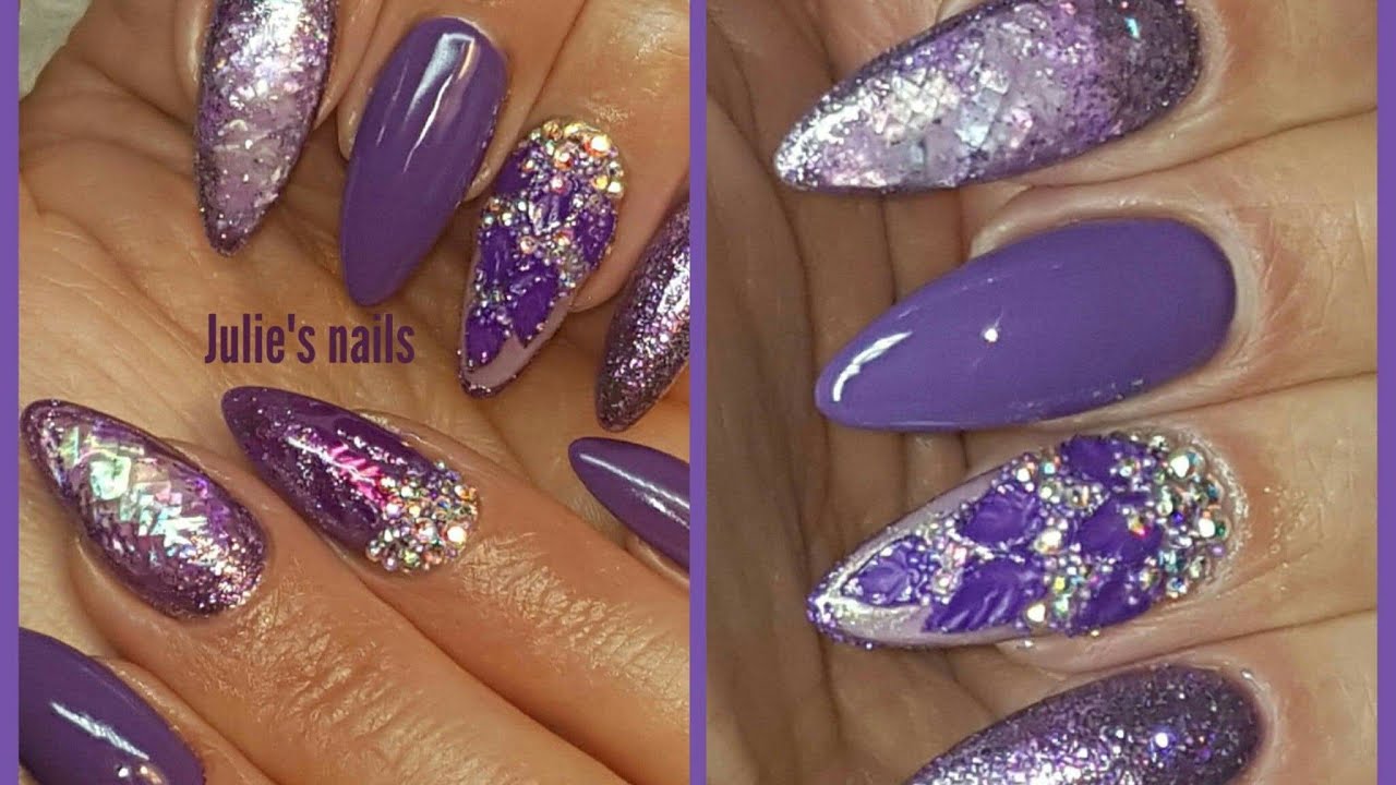 Back to purple💅 shell sticker with 3D gel nail art - YouTube