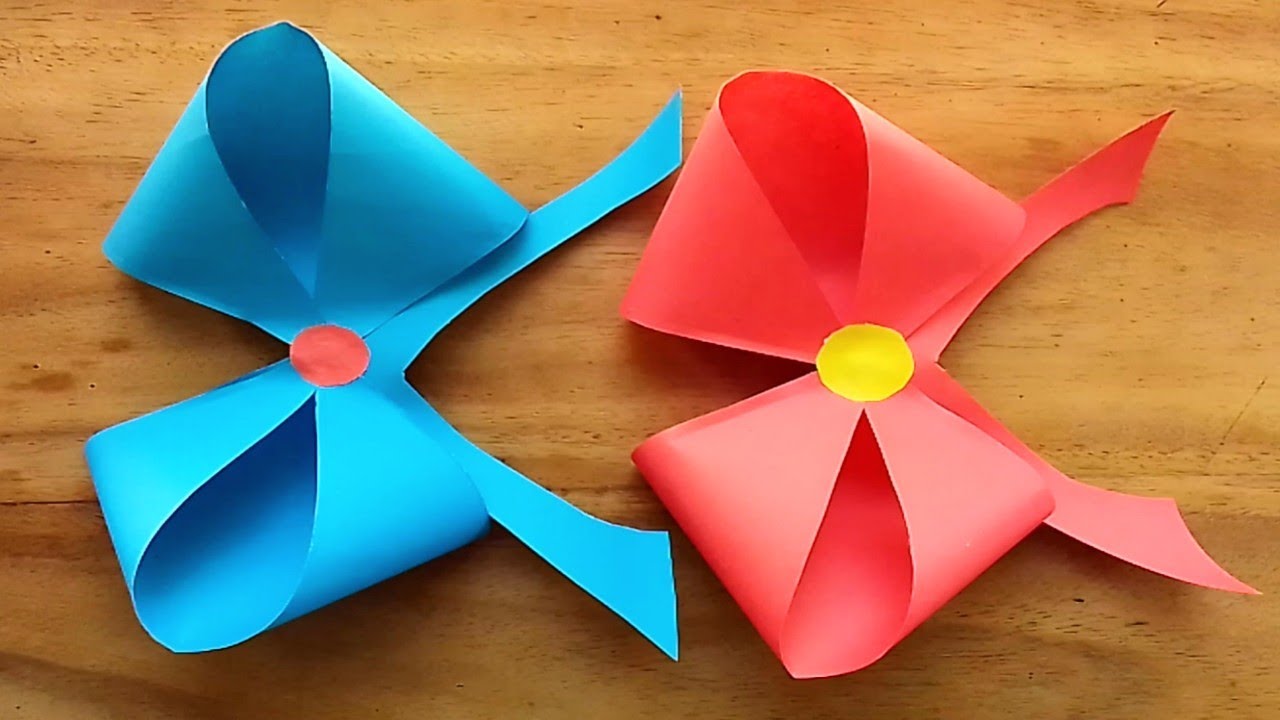 Make beautiful Paper Bow/Ribbon l Origami Paper Bow/Ribbon - YouTube